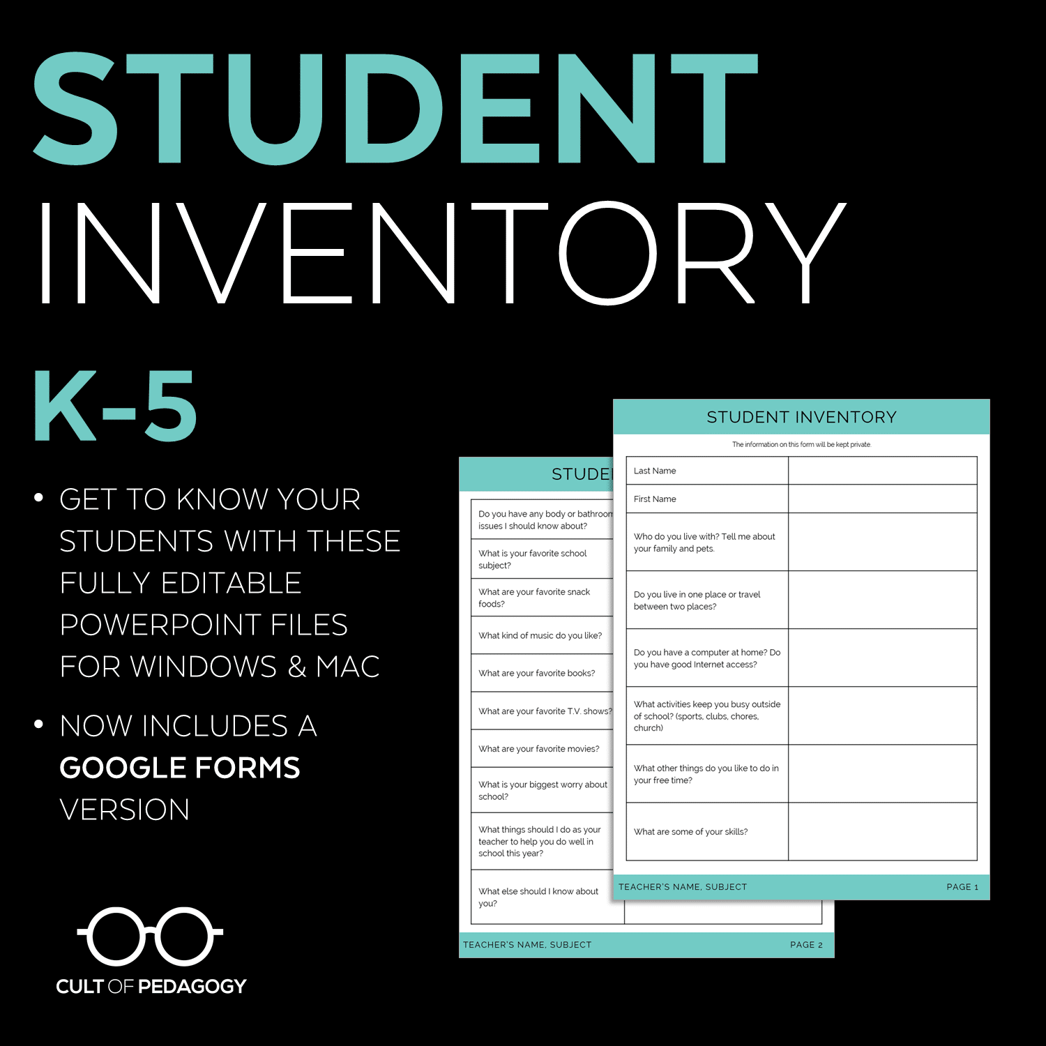 Student Inventories | Cult of Pedagogy