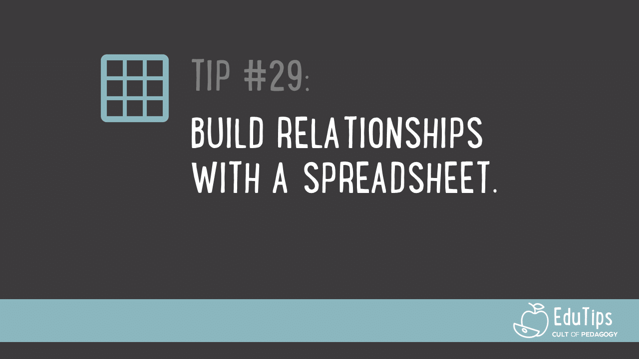 EduTip 29: Build relationships with a spreadsheet.